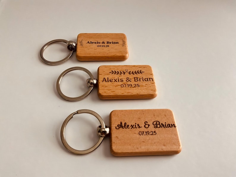 Custom Engraved Beech Wood Keychains – Personalized Event Favors ...
