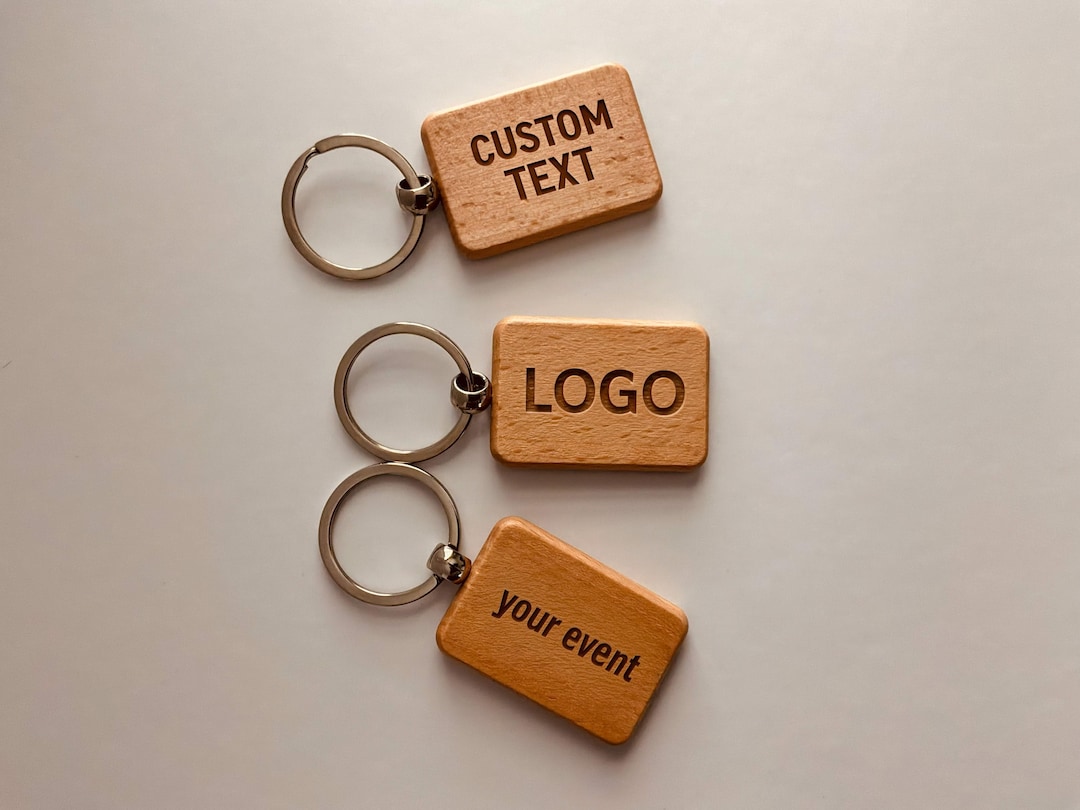 Custom Engraved Beech Wood Keychains – Personalized Event Favors ...