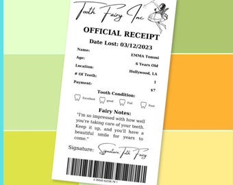 Editable Tooth Fairy Receipt Printable Certificate First Tooth Lost ...