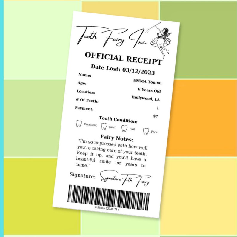 Editable Tooth Fairy Receipt Printable Certificate | First Tooth Lost ...