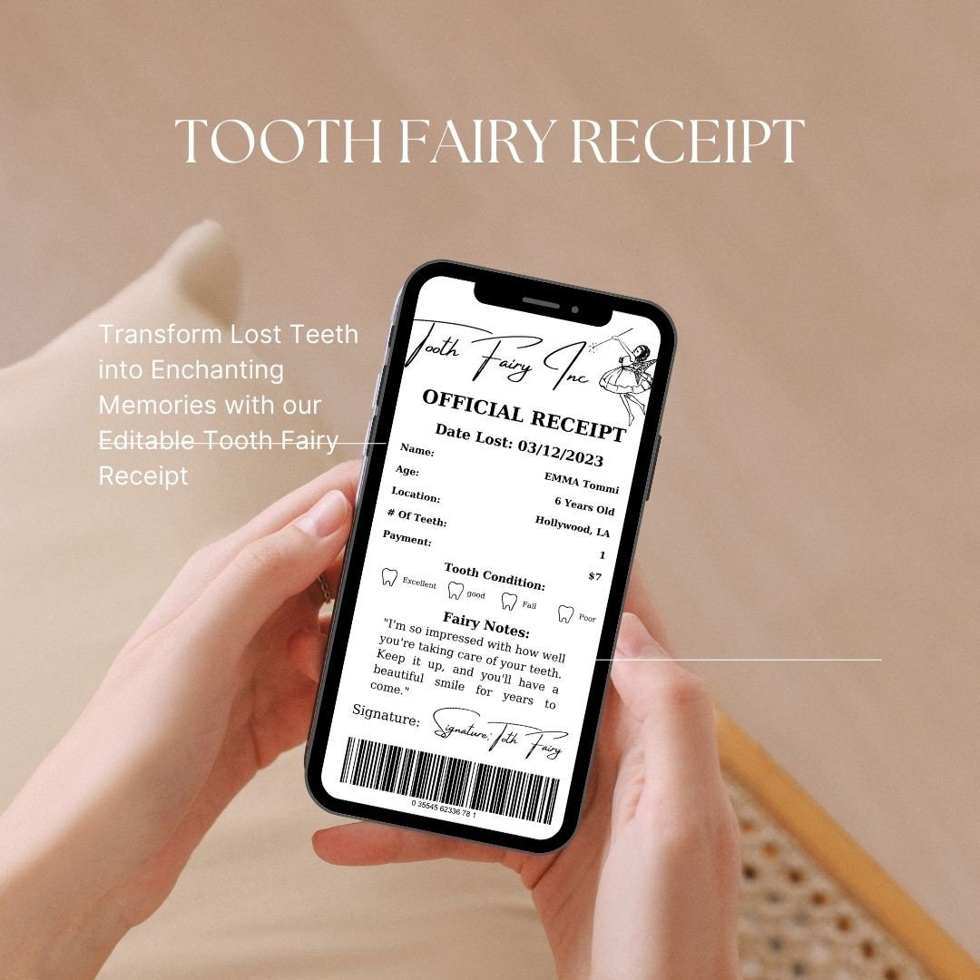 Editable Tooth Fairy Receipt Printable Certificate | First Tooth Lost ...