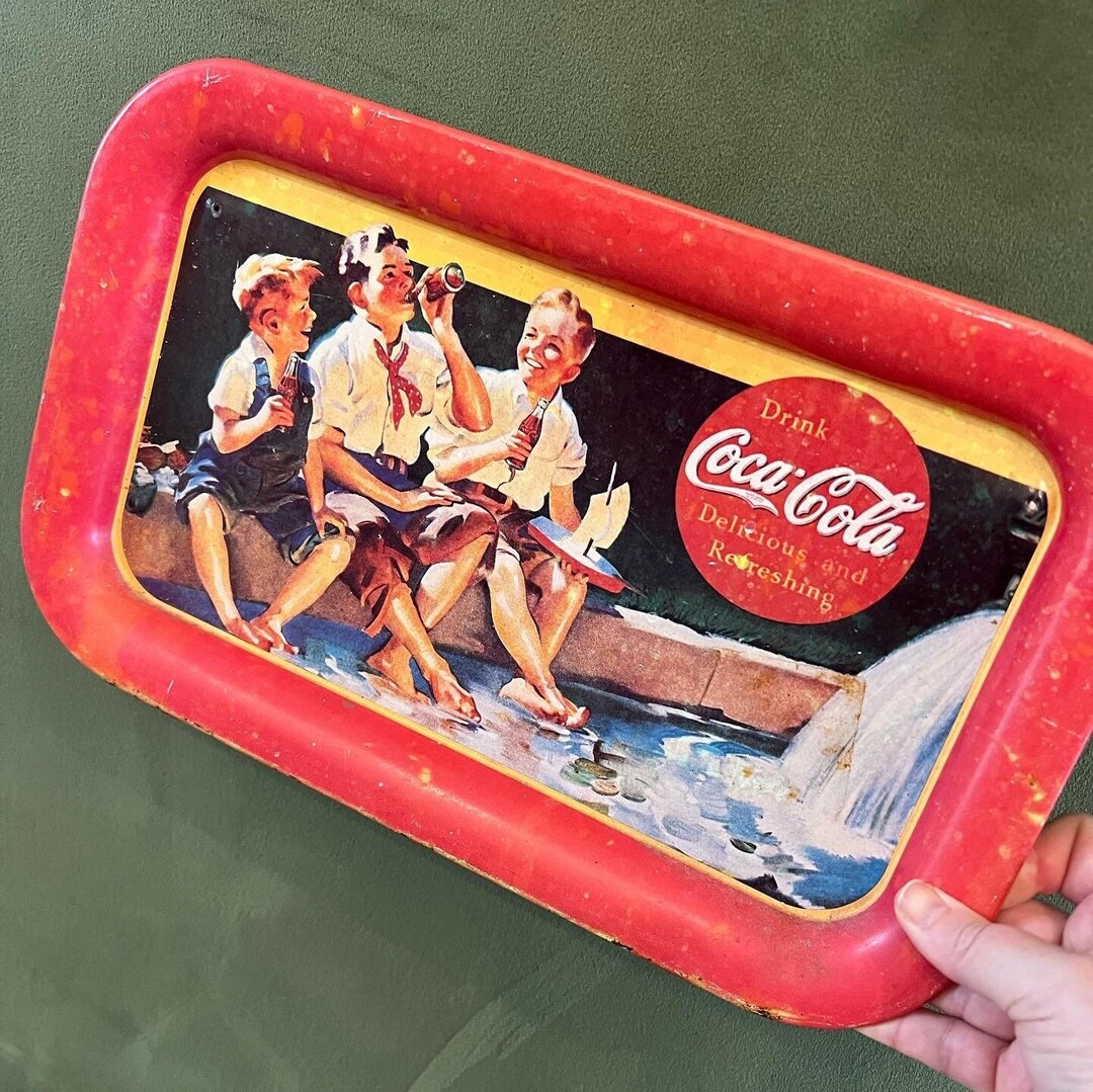 Vintage 1993 Coca Cola boys on the Curb Tray - Etsy