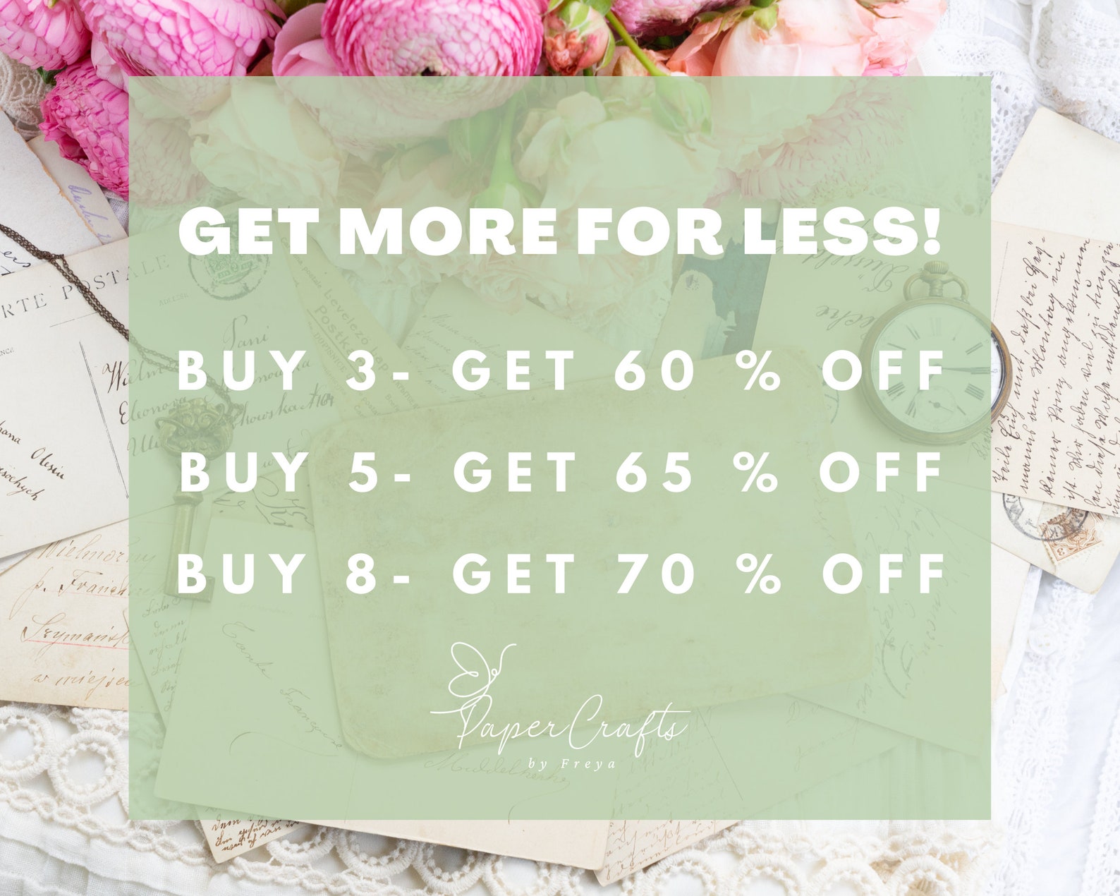 Vintage Tea and Flowers Spring Junk Journal Kit Digital Paper ...