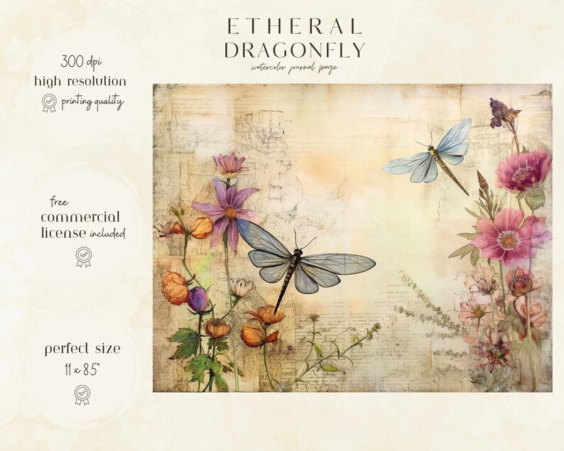 Vintage Dragonfly Junk Journal Kit Farm Garden Dragonfly Digital Paper ...