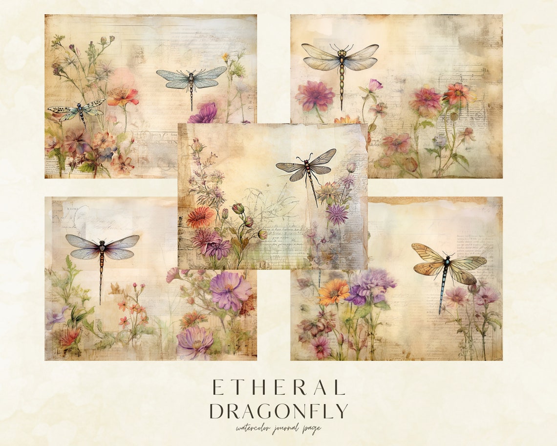 Vintage Dragonfly Junk Journal Kit Farm Garden Dragonfly Digital Paper ...