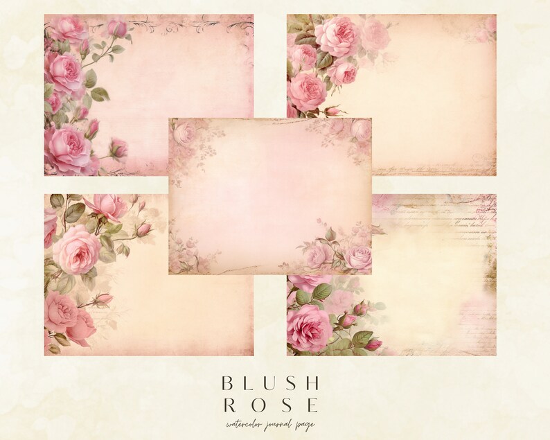 Blush Rose Junk Journal Kit Pink Rose Digital Paper Scrapbooking
