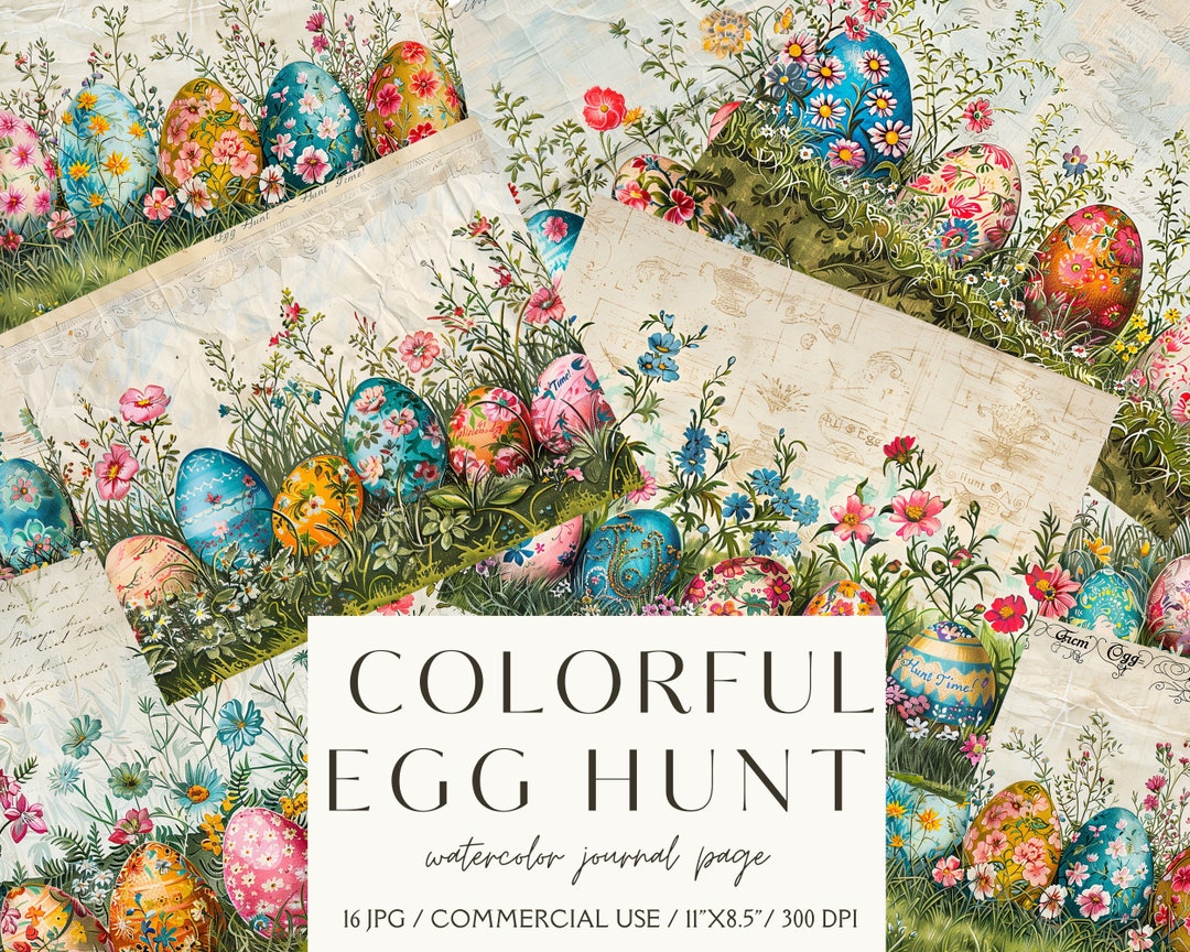 Vintage Easter Egg Hunt Junk Journal Kit Easter Digital Paper Bunny ...