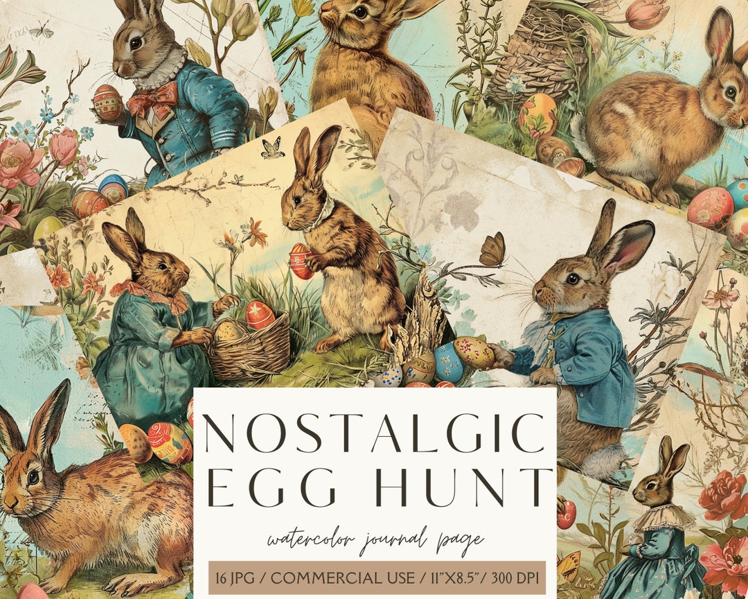 Easter Egg Bunny Junk Journal Kit Easter Digital Paper Bunny Floral ...