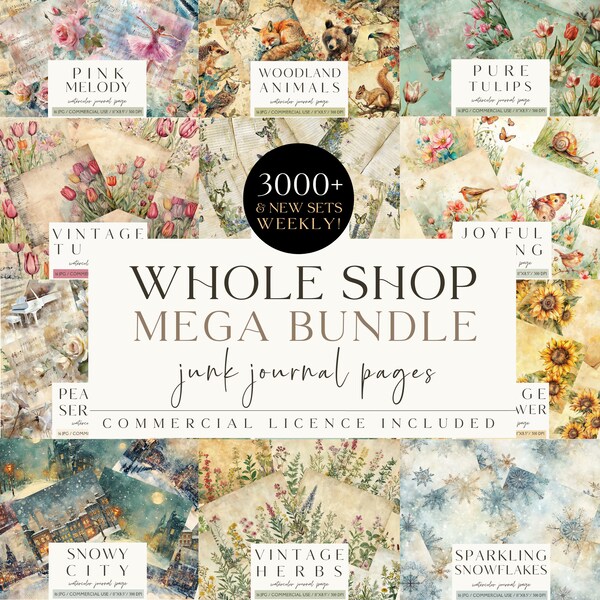 Lifetime Entire Floral Shop Bundle, 5000 Clipart, PNG, Junk Journal ...