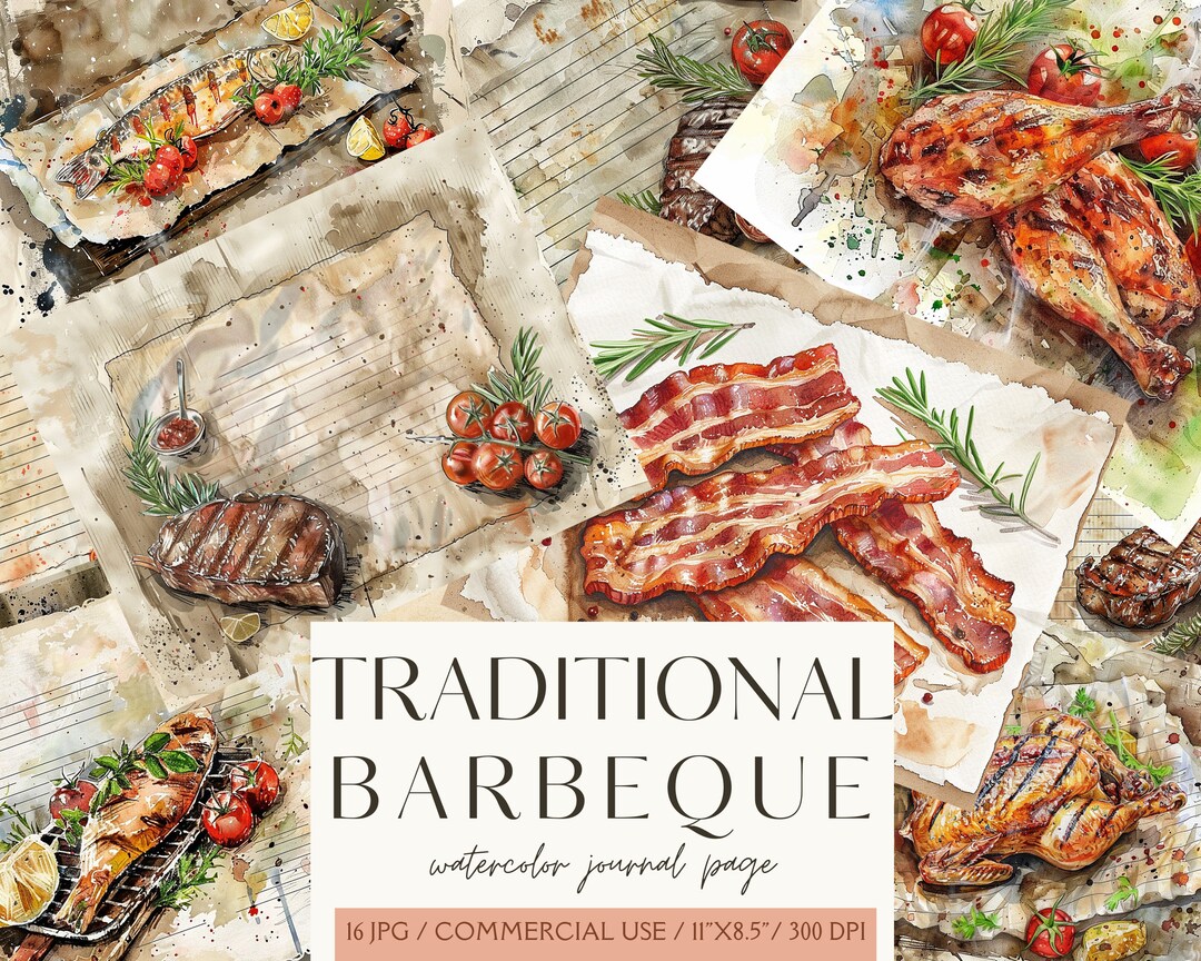 Vintage Food Barbeque Grill Cooking Kitchen Junk Journal Kit Digital ...