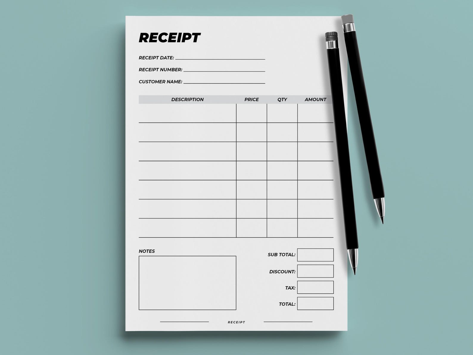 A4 Printable Receipt, Small Business Receipt, Sales Receipt, Digital ...