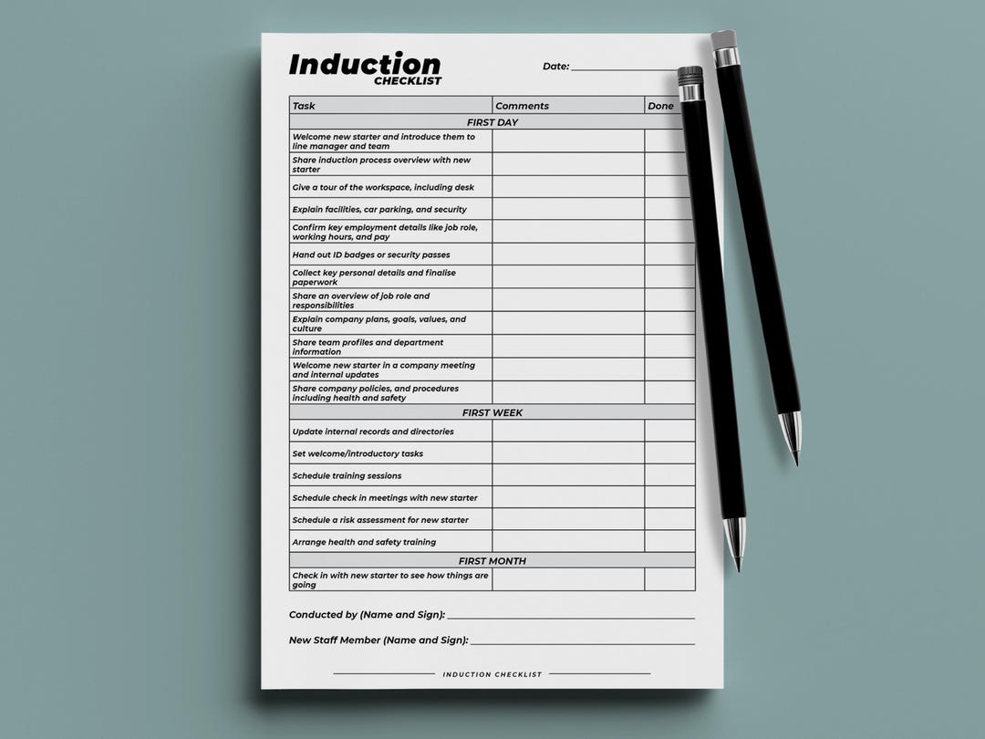 Induction Checklist New Employee | Induction New Staff Member | HR ...
