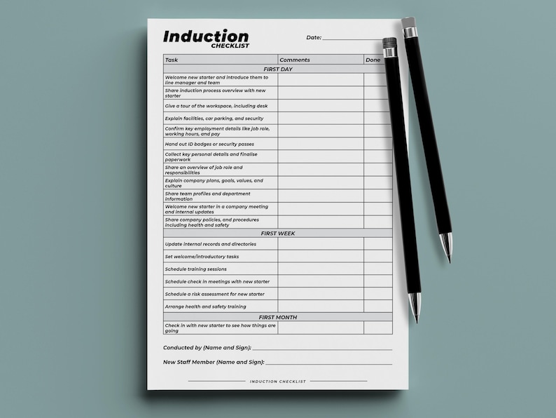 Induction Checklist New Employee | Induction New Staff Member | HR ...