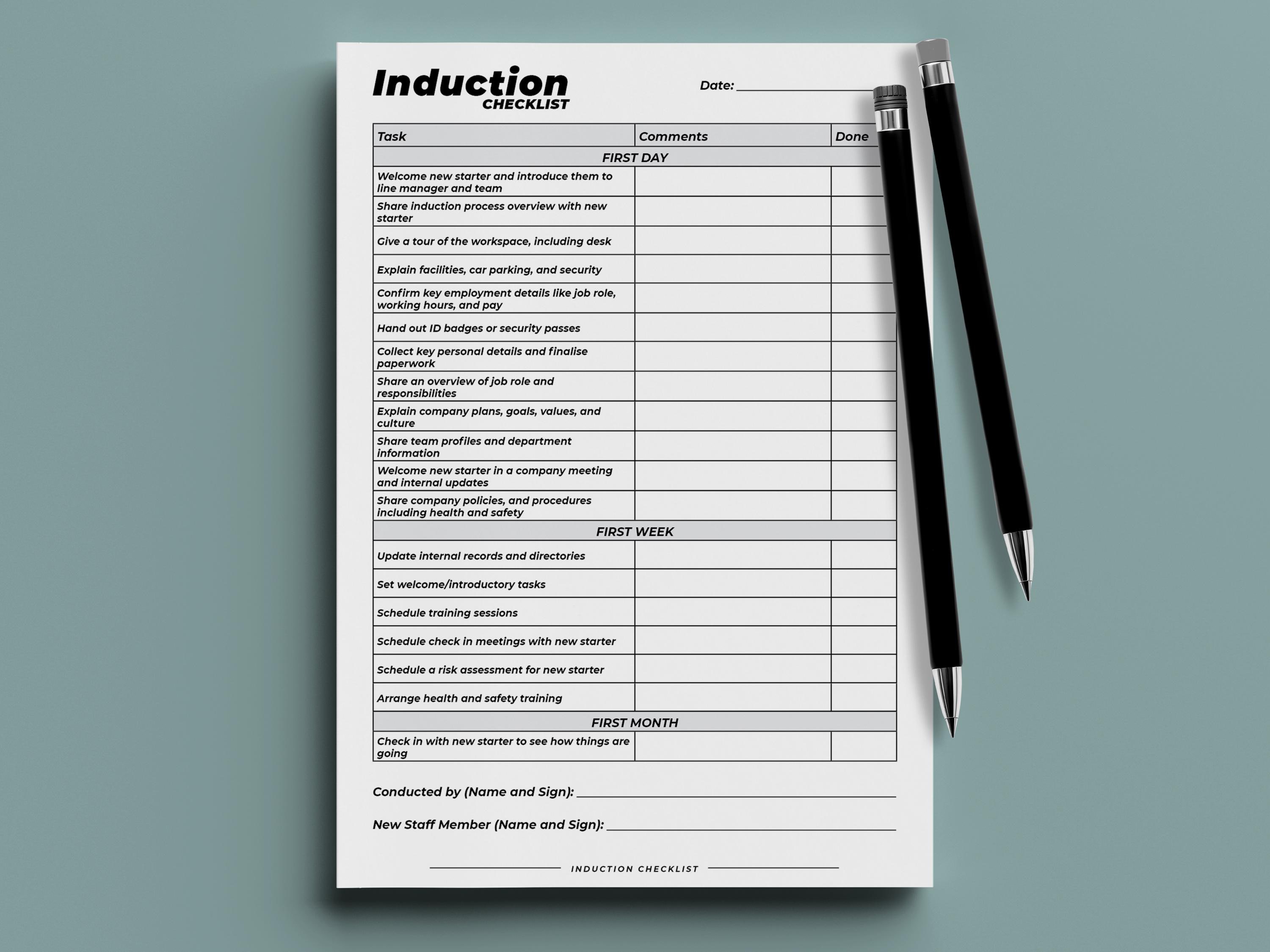 New Employee Induction Checklist | HR Onboarding (PDF Print-ready) - Etsy