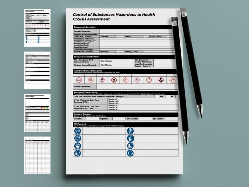 Coshh Risk Assessment Template, Health and Safety, Hazard Assessment ...