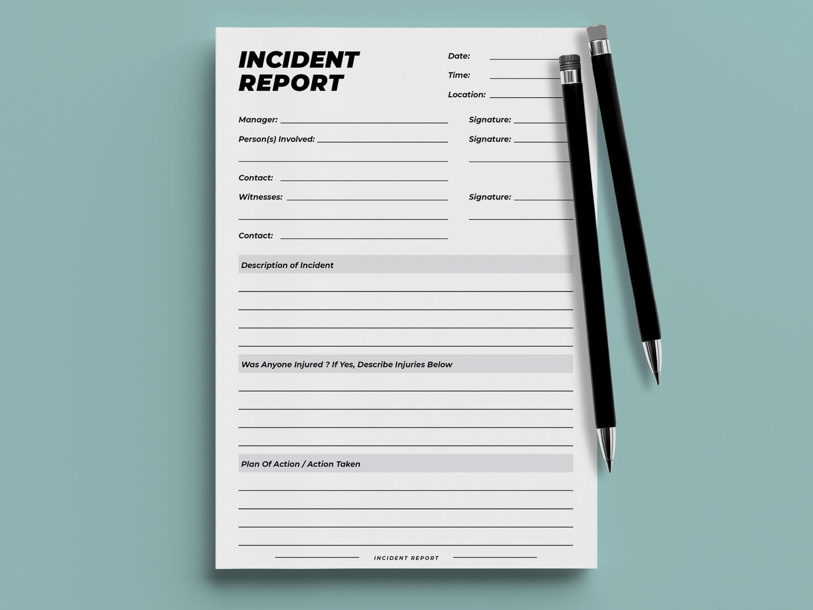 Health and Safety Incident Report Form | Workplace Accident ...