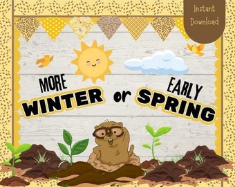 Groundhog Day Themed Bulletin Board | Printable Winter Bulletin Board ...