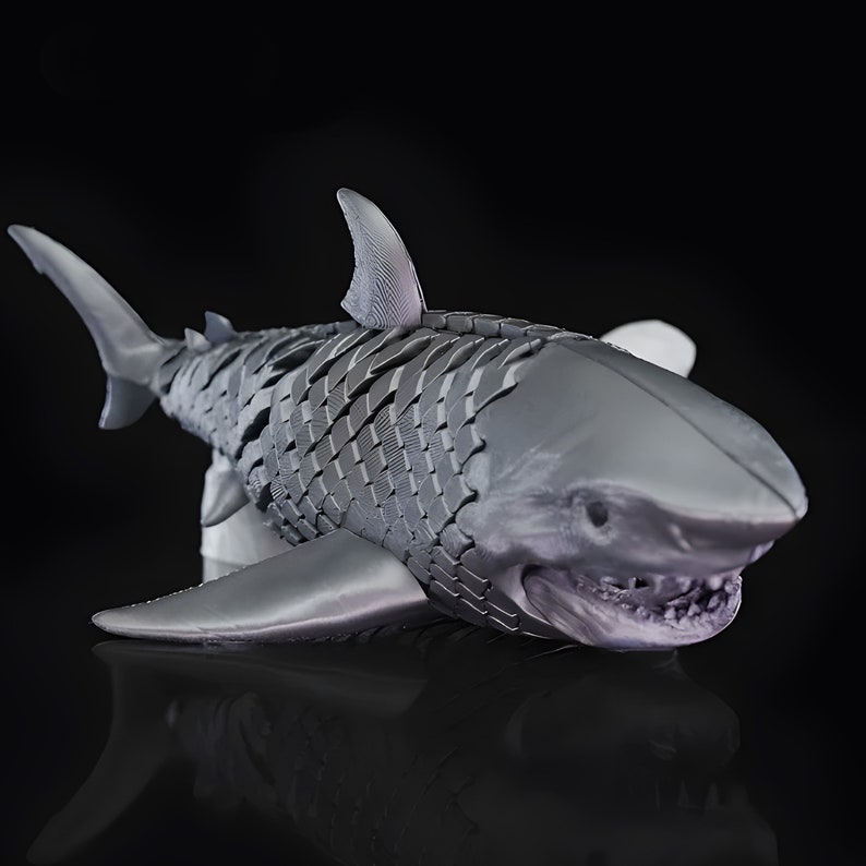 Shark Digital .STL File for 3D Printing, Articulated Fidget Figure ...