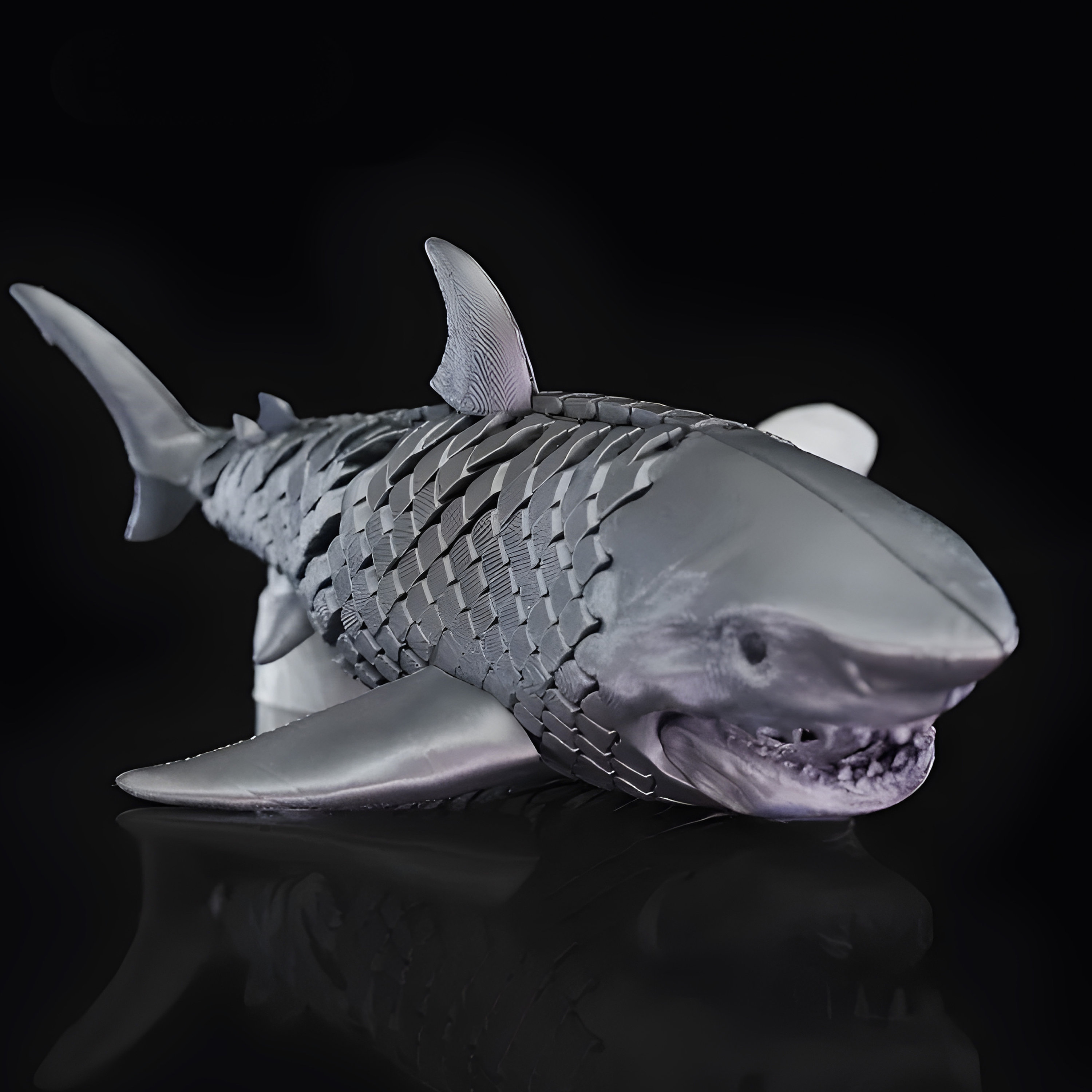 Shark Digital .STL File for 3D Printing, Articulated Fidget Figure ...