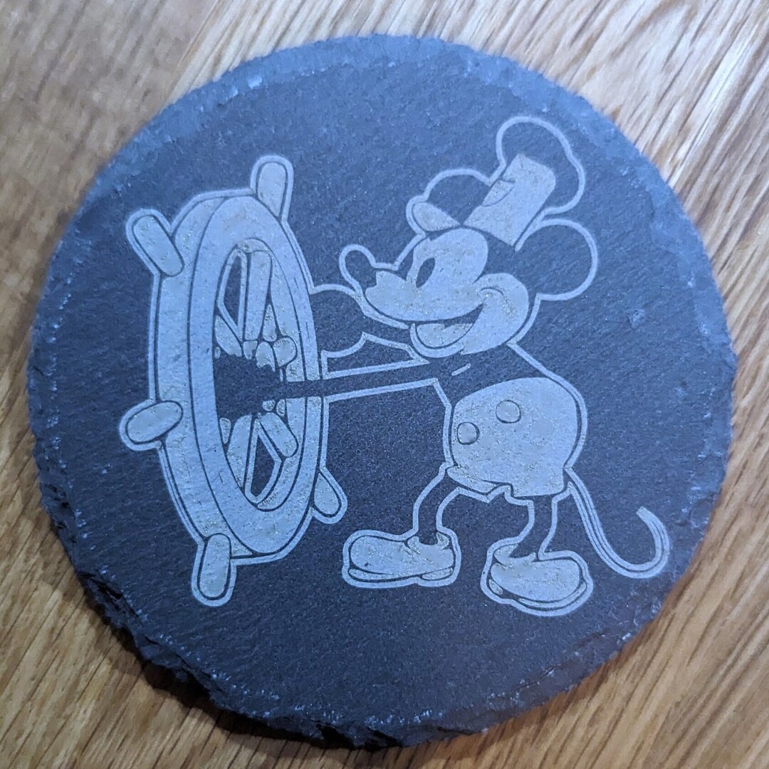 Mickey Mouse Steamboat Willie Slate Coaster, Laser Engraved Gift ...