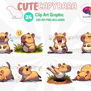 Cute Capybara Clipart, Kawaii Capybara Doodle and Icons, Pet ...