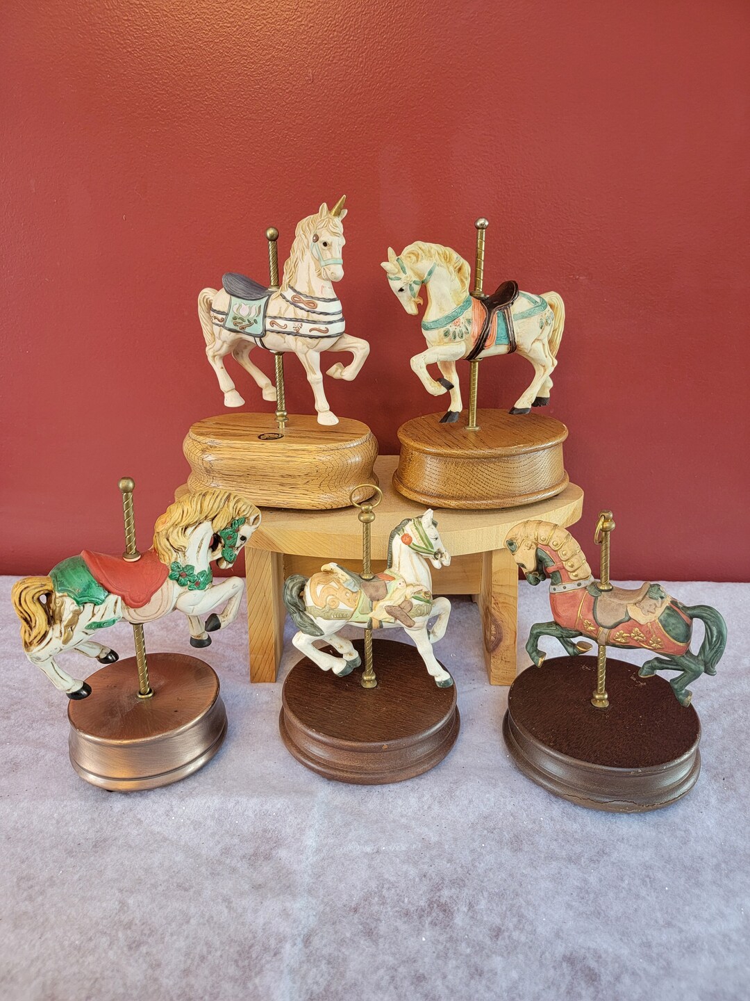 Set of (5) Vintage 1970's Music Box Carousel Horses - Etsy