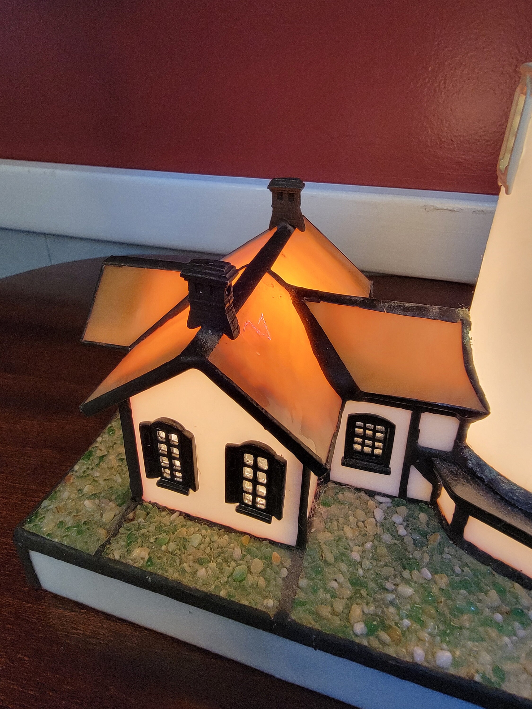 1995 Limited Edition Stained Glass Light House Lamp by Bill Job's ...