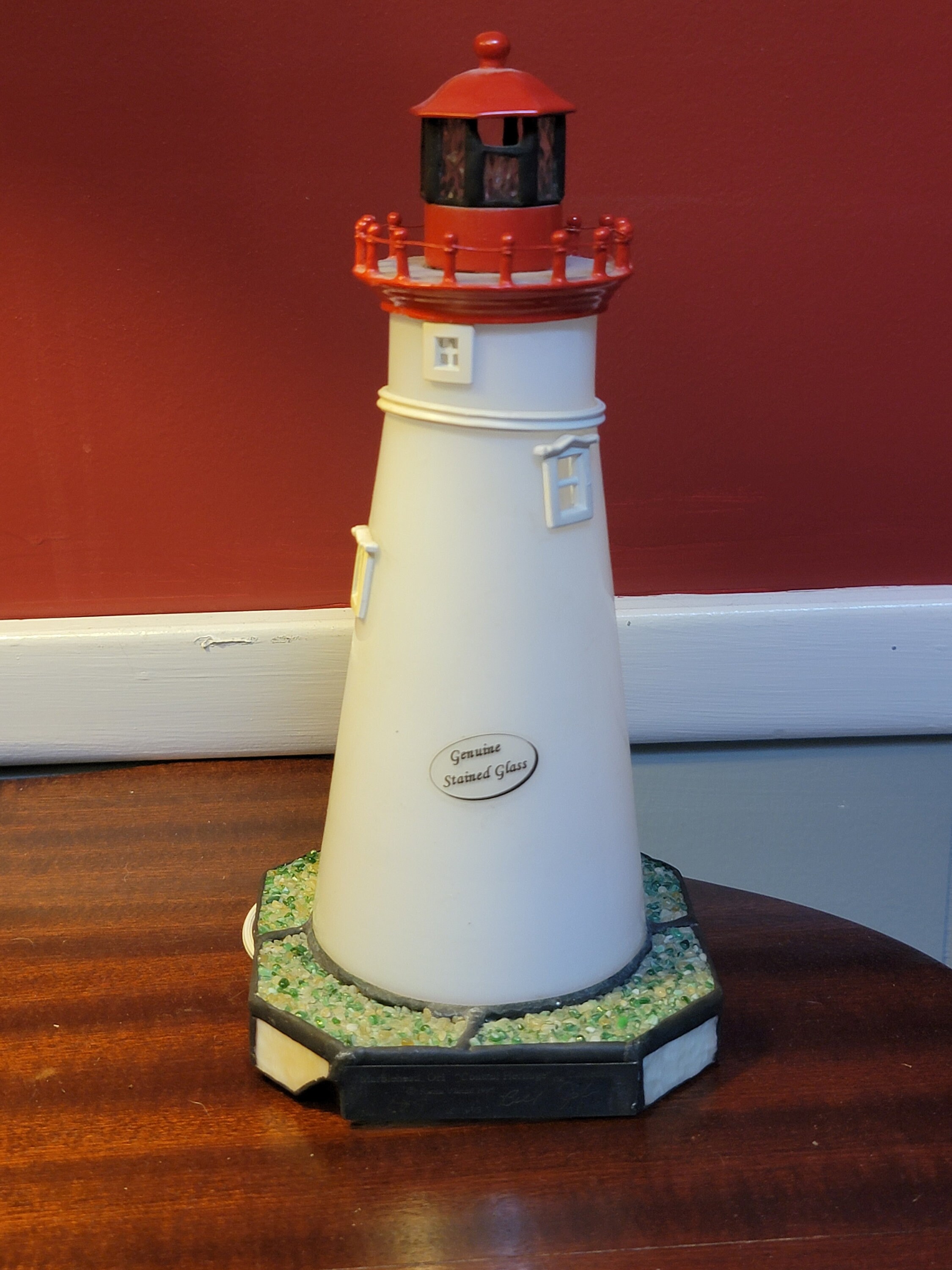 1995 Limited Edition Stained Glass Light House Lamp by Bill Job's ...