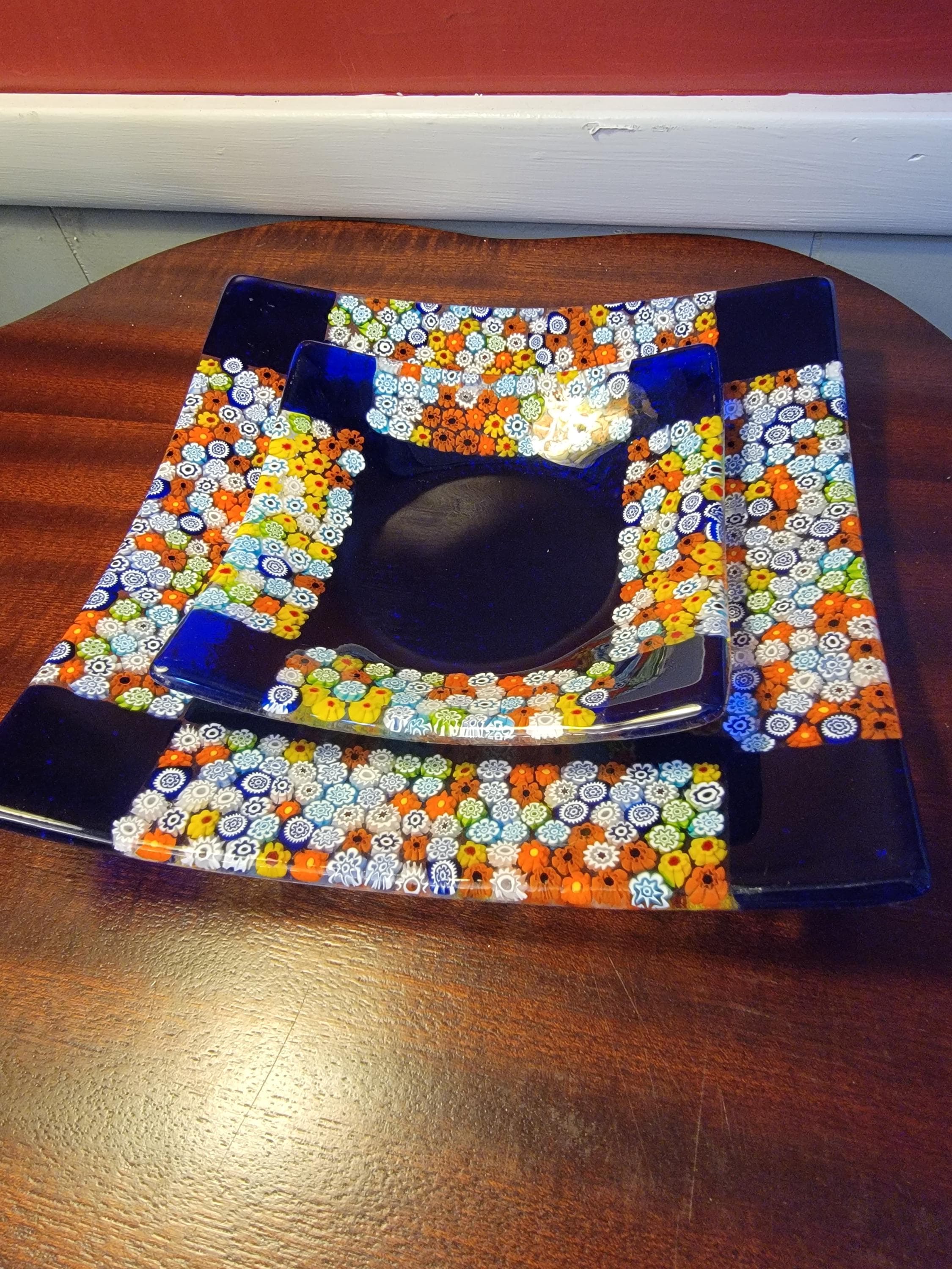 Pr Vintage Italian Murano Glass Millefiore Trays 5" and 8.5" - Etsy