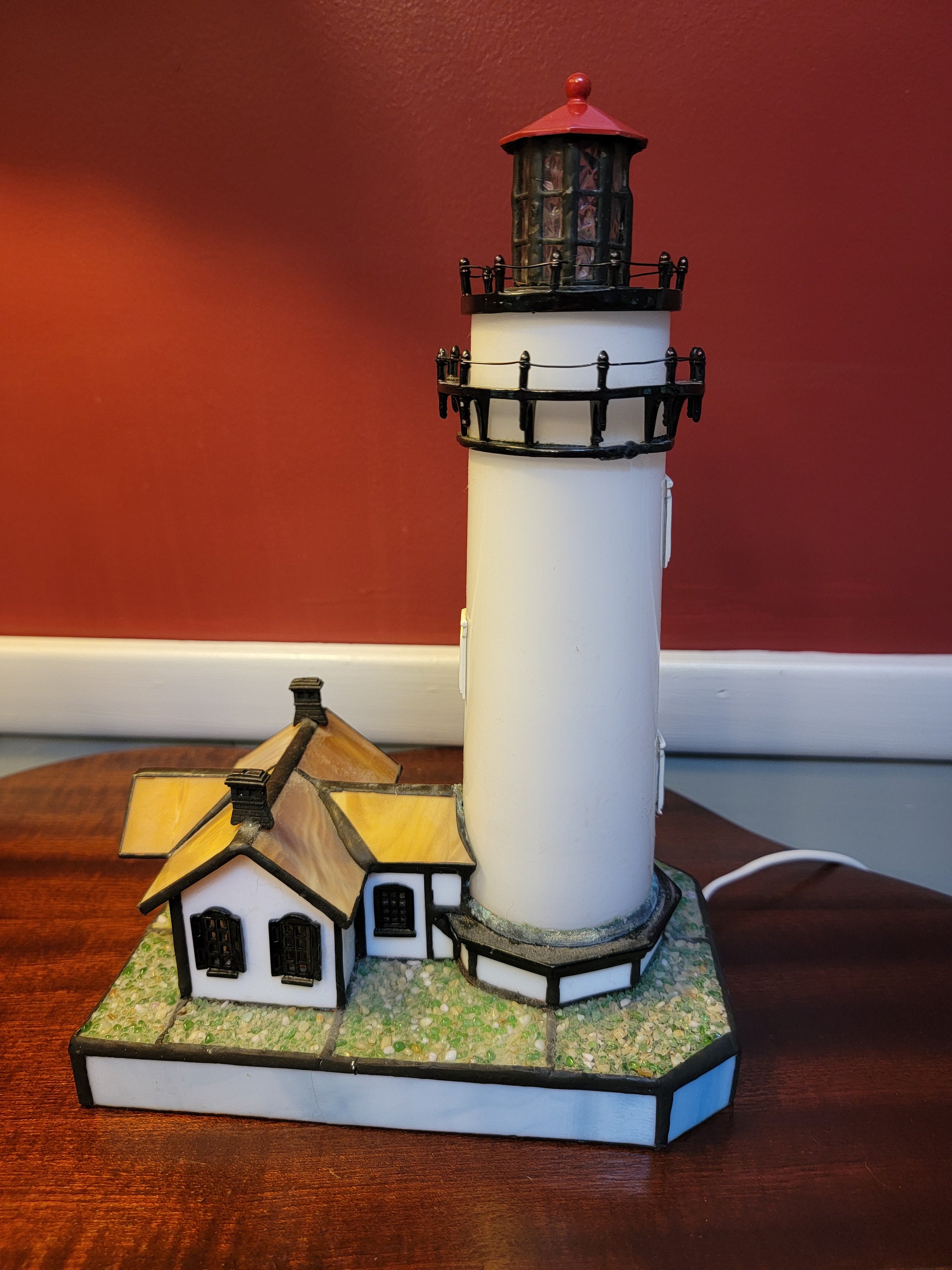 1995 Limited Edition Stained Glass Light House Lamp by Bill Job's ...