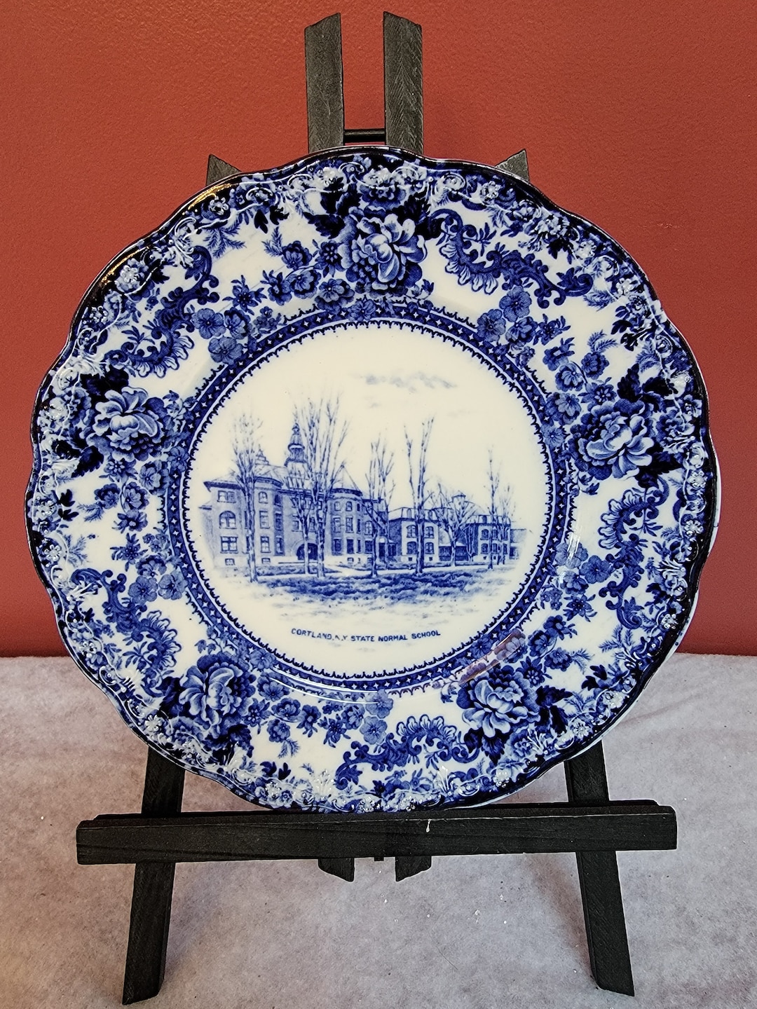 Antique Flow Blue Plate Cortland NY State Normal School Old Main | F ...