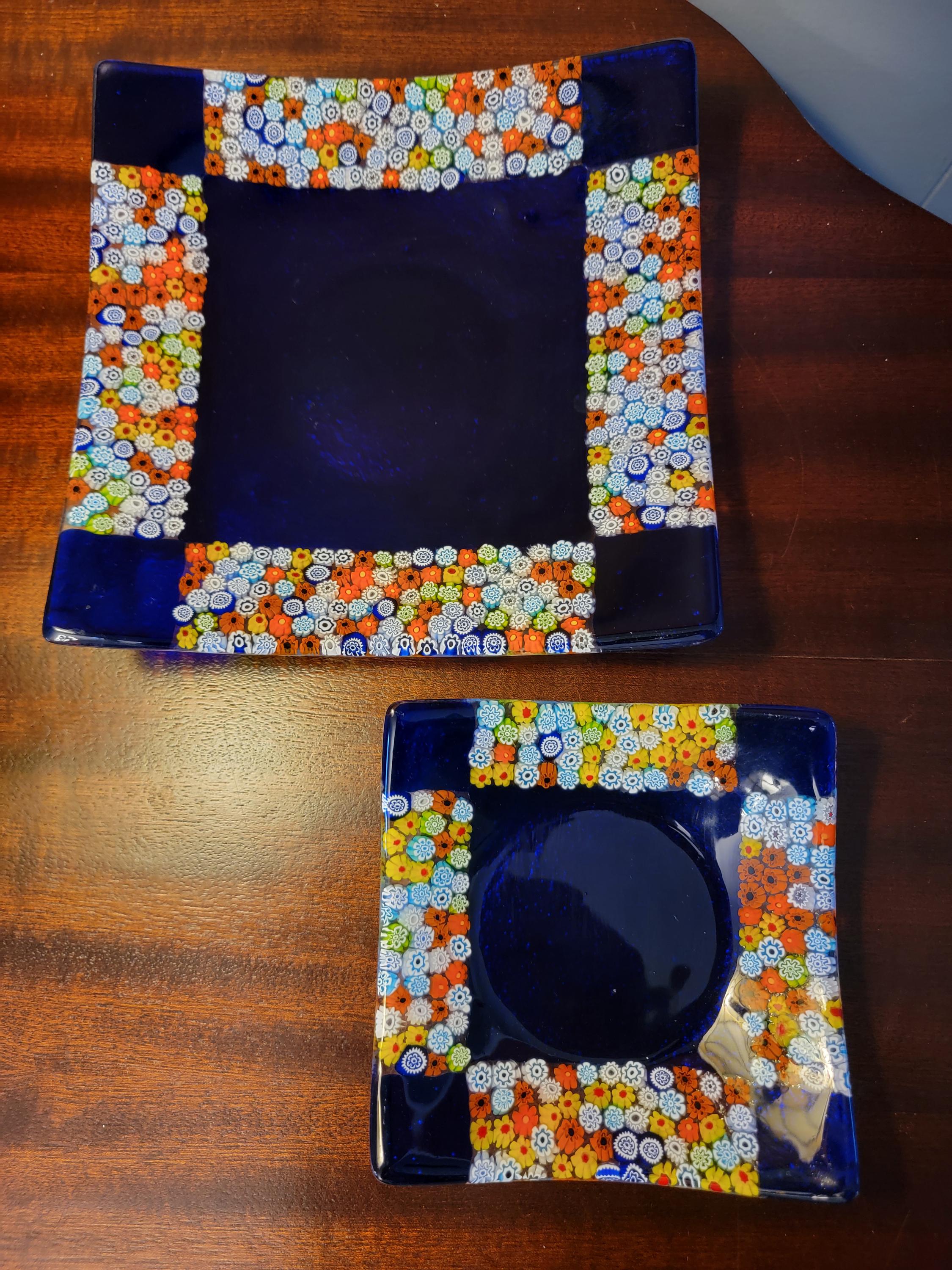 Pr Vintage Italian Murano Glass Millefiore Trays 5" and 8.5" - Etsy