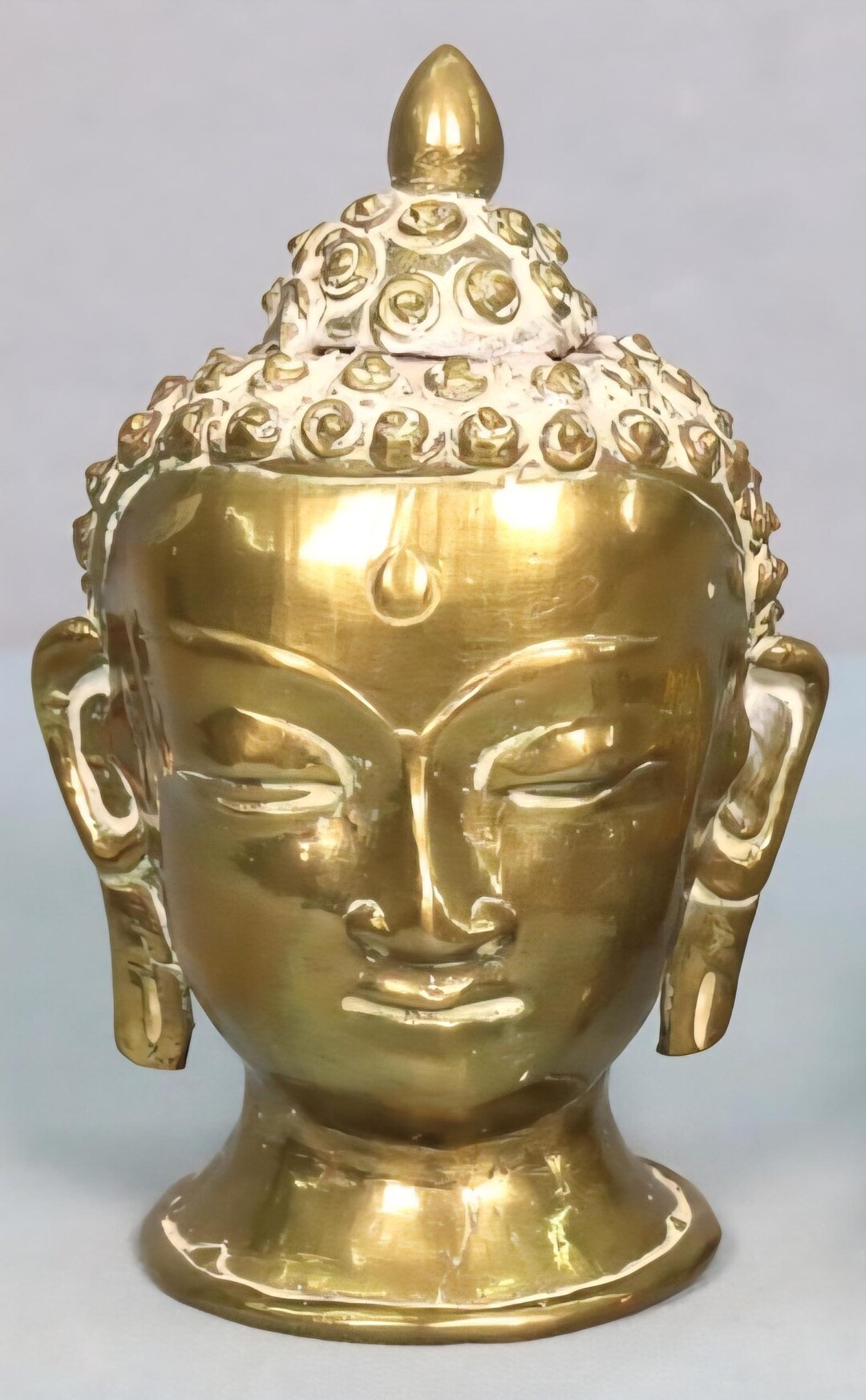 Cast Brass Buddha Head Statue India Tibet Thailand Nepal Zen Buddhism ...