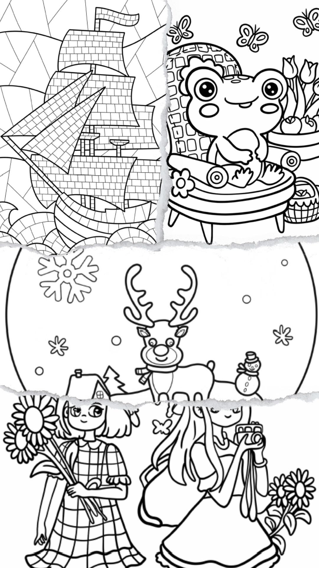 Intermediate Coloring Pages That Can Be Colored and Printed as Desired ...