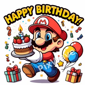 Super Mario Birthday PNG, Super Mario Birthday Boy SVG, Super Mario ...