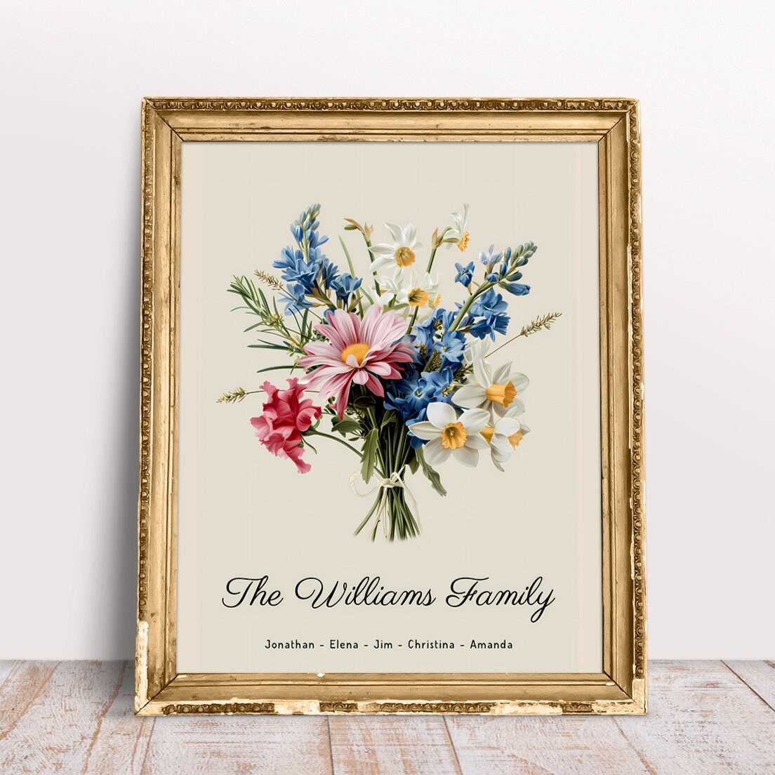 Birth Month Flower SVG, Family Flower Bouquet Canvas, Birth Flower ...