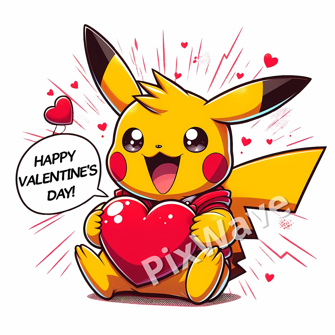 Pikachu Valentine PNG, Valentine Cute Pikachu SVG, Cute Pokemon Pikachu ...