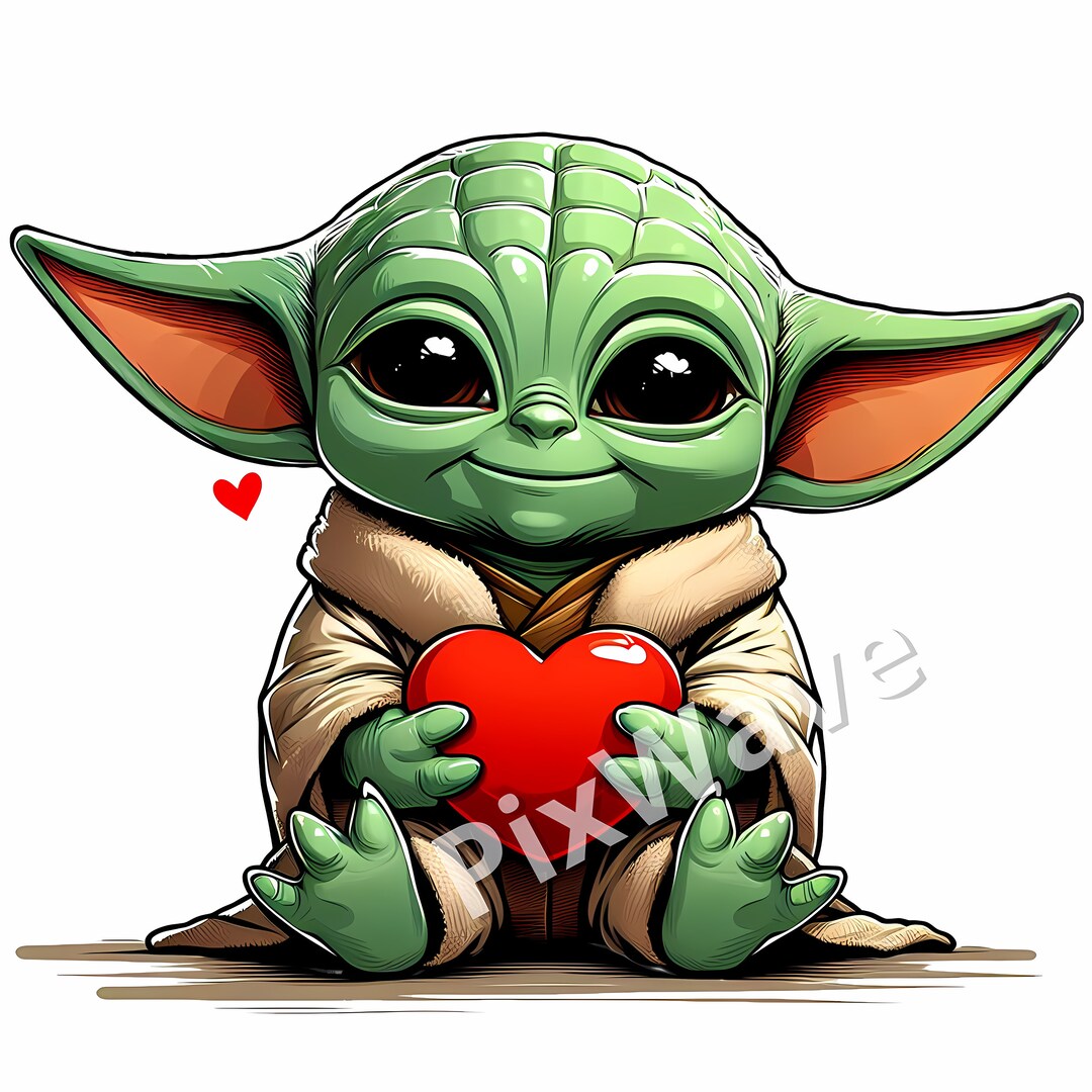 Valentines Baby Yoda PNG, Cute Grogu Valentines SVG, Baby Grogu Svg ...
