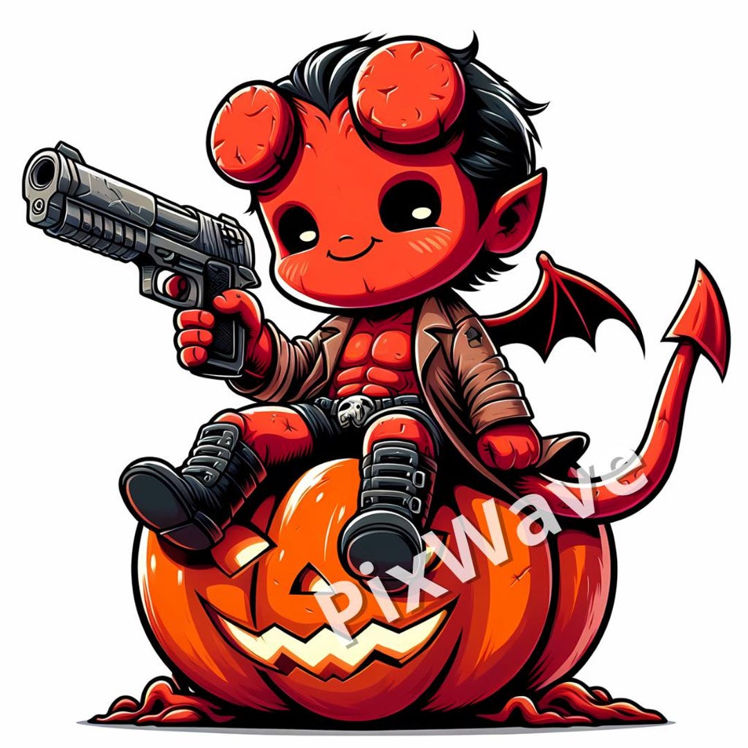 Hellboy Halloween SVG, Cute Horror Clipart, Funny Hellboy PNG, Digital ...