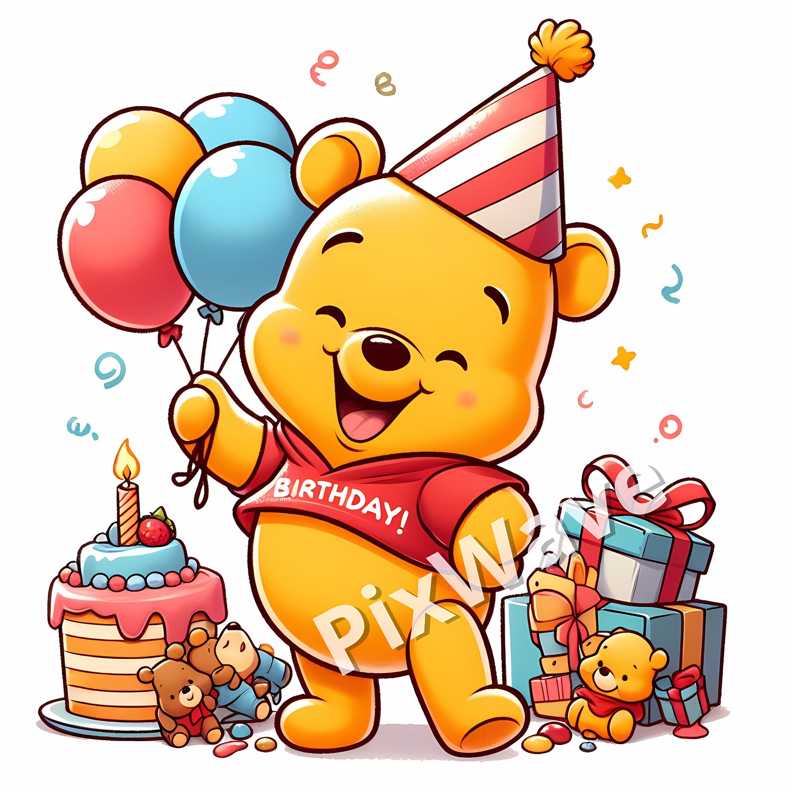 Winnie the Pooh Birthday SVG, Winnie the Pooh Birthday PNG, Cute Winnie ...