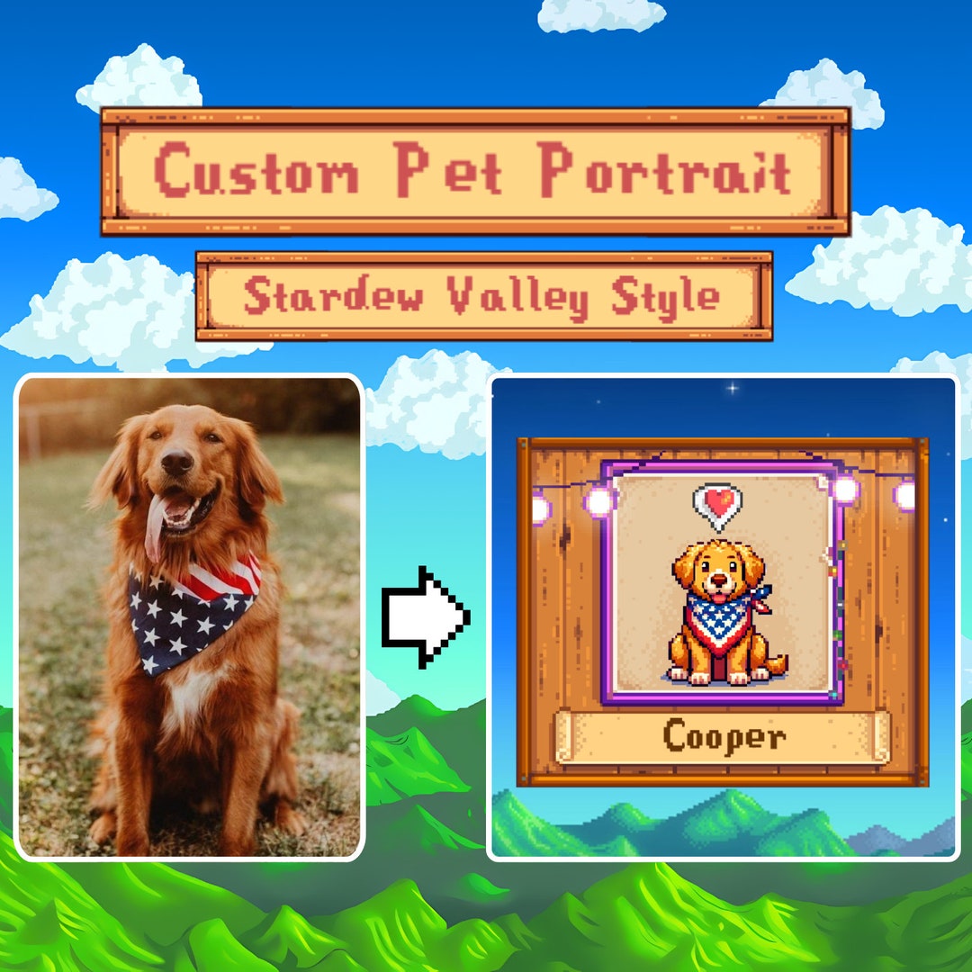 Pixel Art Pet Portrait, Pixel Portrait, Custom Pixel Art Portrait, Pet ...