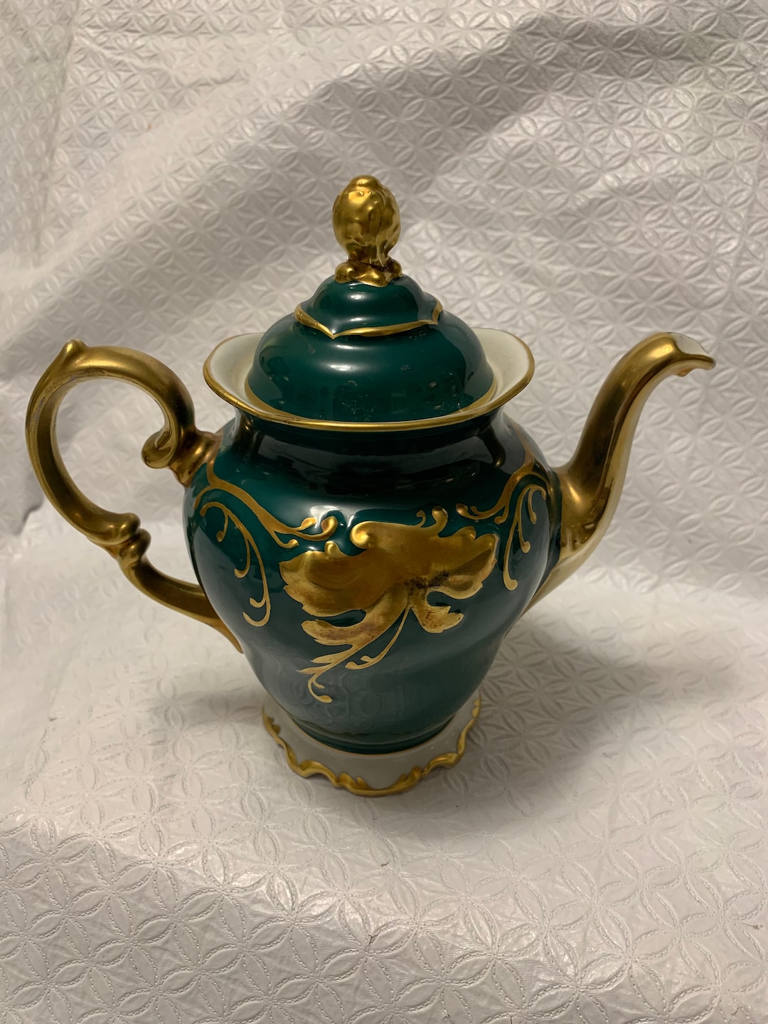 RARE Vintage KPM Coffee/teapot Hand Painted Antique Porcelain Green ...