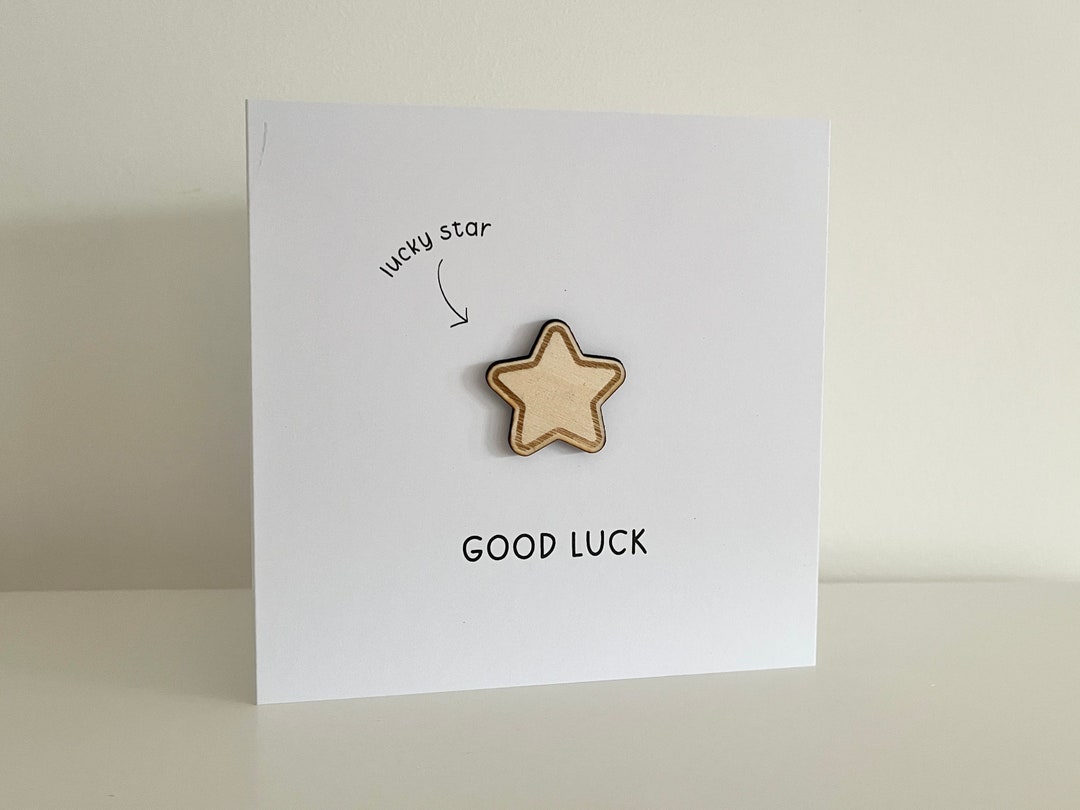 Wooden Star Good Luck Greeting Card - Etsy