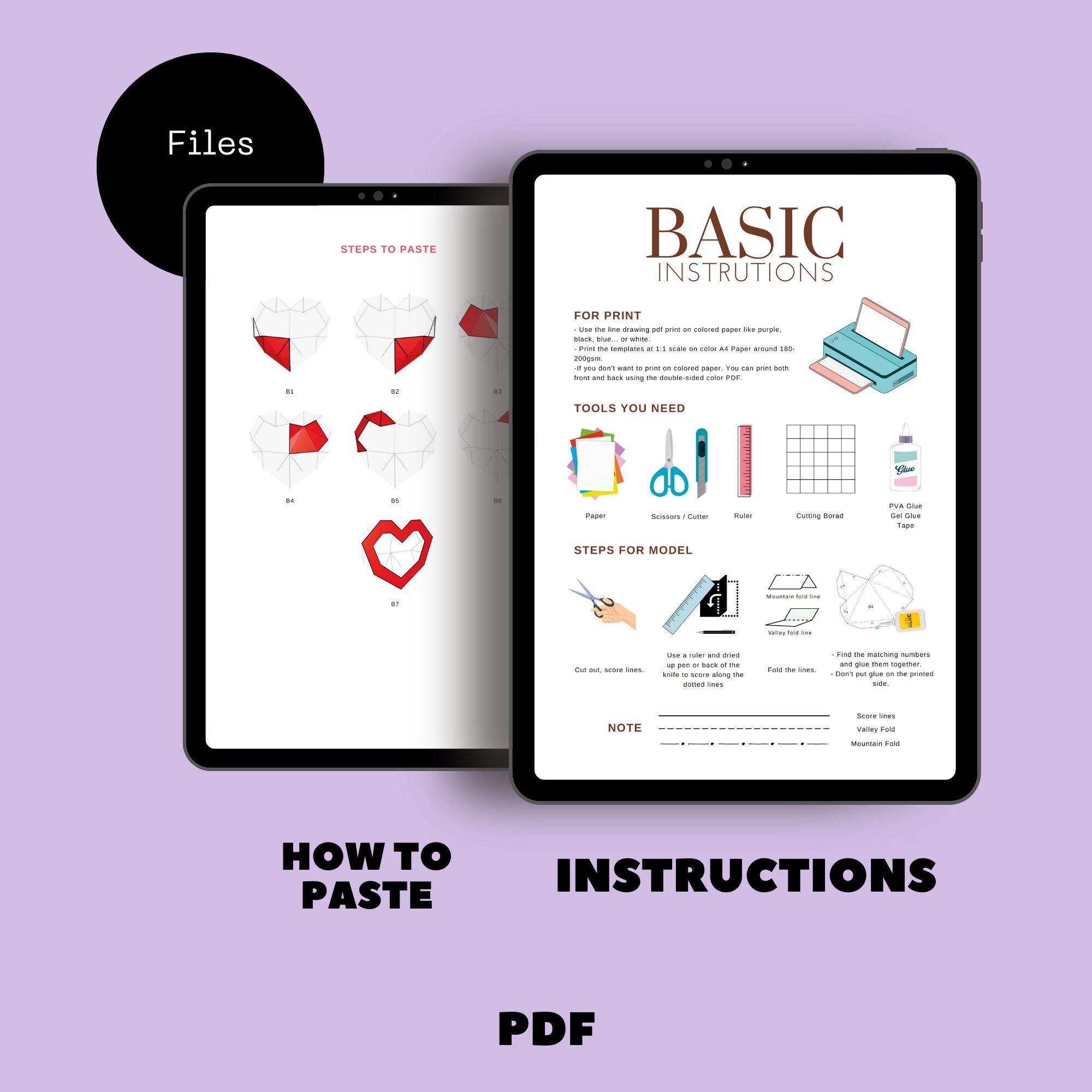 Heart Paper Craft, PDF Download DIY, Home Decor, Origami Gift, 3d ...