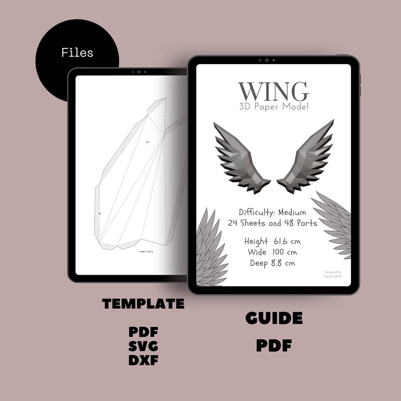 Wing Paper Craft, PDF Download DIY, Home Decor, Origami Gift, 3d ...