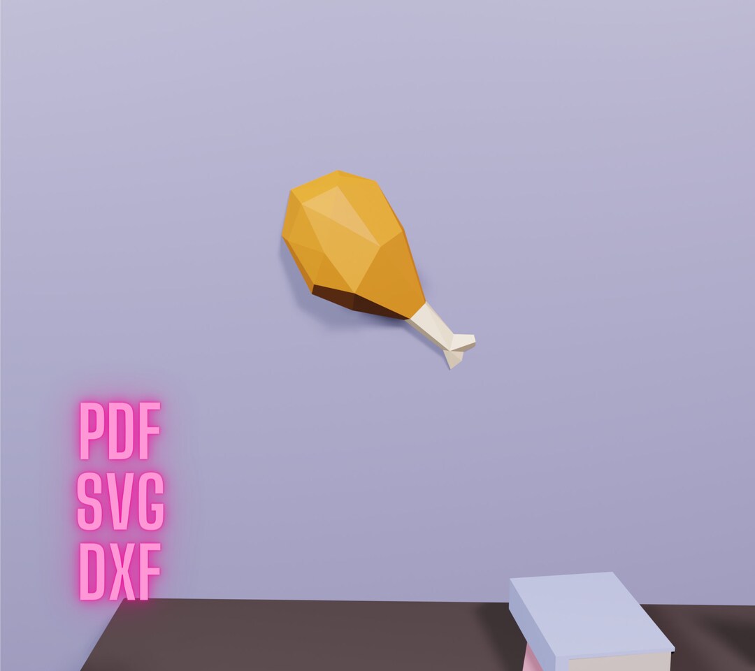 Chicken Leg Paper Craft, PDF Download DIY, Home Decor, Origami Gift, 3d ...