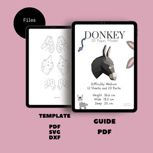 Donkey Paper Craft, PDF Download DIY, Home Decor, Origami Gift, 3d ...
