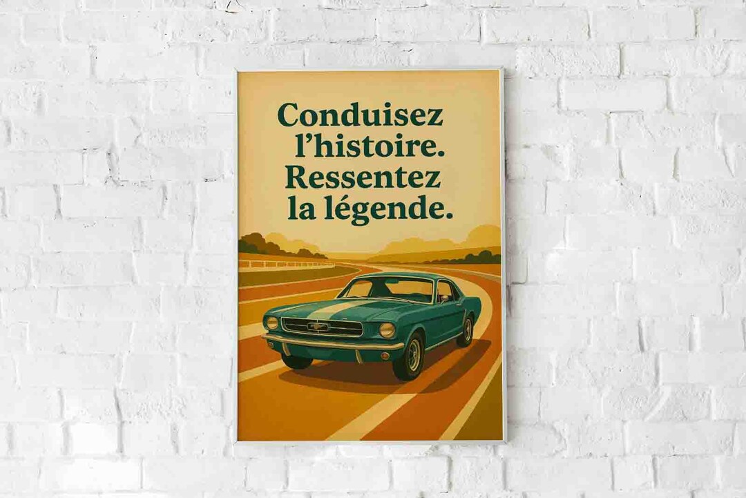 Ford Mustang Vintage Poster Retro 60s American Muscle Car Print Instant ...