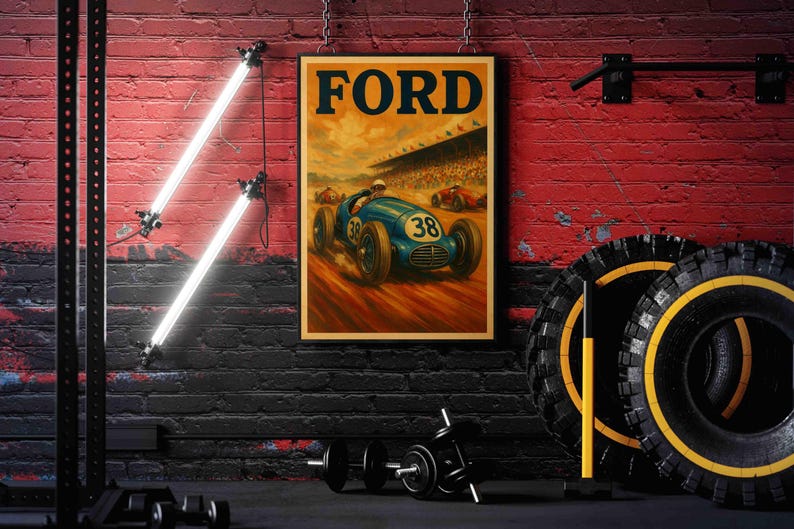 Vintage Ford Poster to Print – Retro Old Car Poster – Garage, Office or ...
