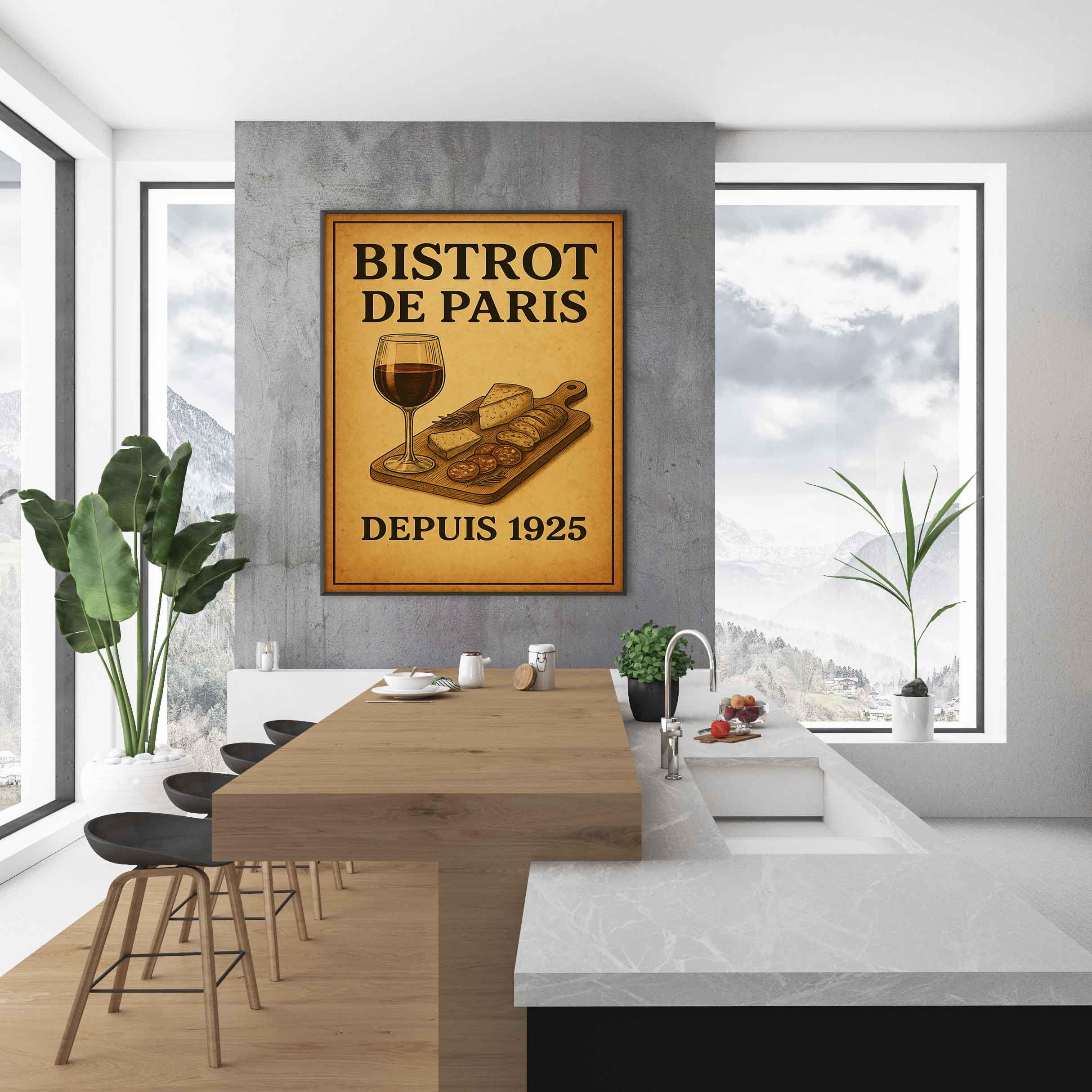 Vintage Paris Bistro Poster to Print – Retro Wine Poster for Kitchen ...